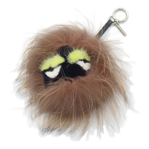 Fendi | Accessories | Fendi Monster Bag Charm Brown Navy Fur | Poshmark